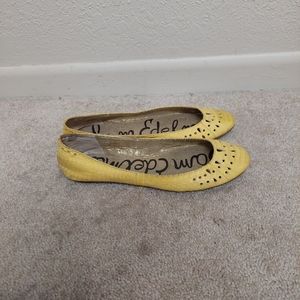 Sam Edelman | Shoes | Sam Edelman Yellow Leather Laser Cut Flats 65 ...